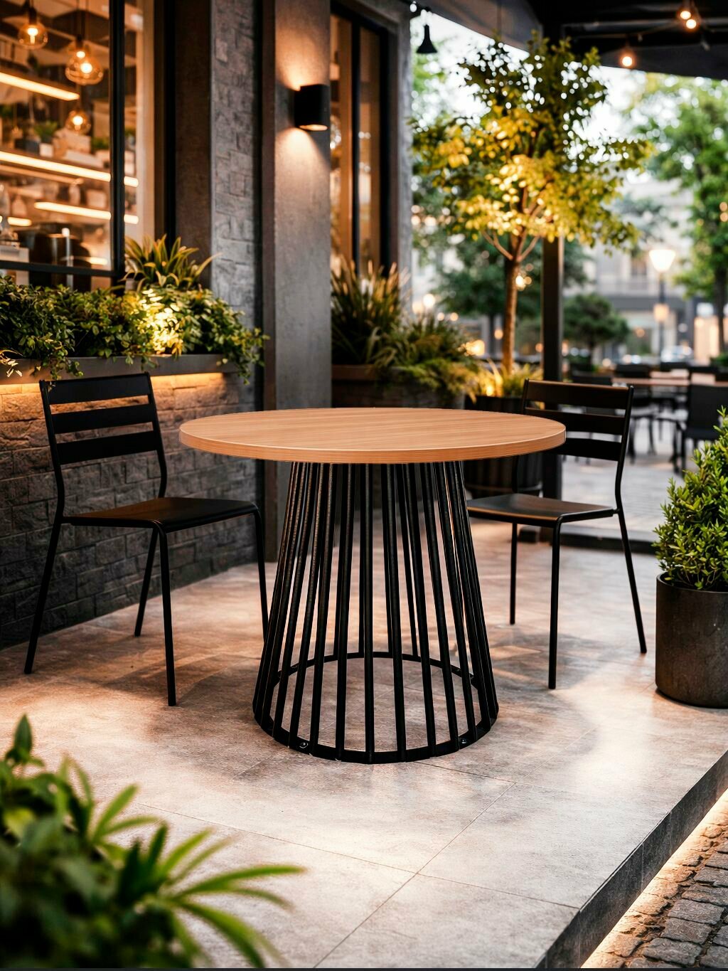 Стол обеденный круглый, для кафе Акцент 90 см, Орех Дижон натуральный 25 мм