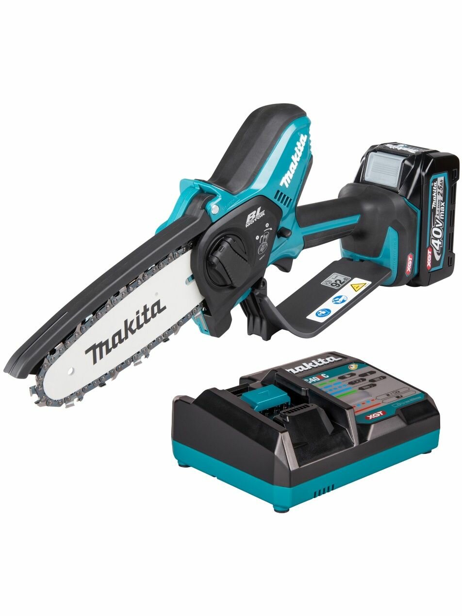 Аккумуляторная цепная пила Makita UC029GD102, 40 В, 15 см, 8 м/с, с АКБ 2.5 Ач и ЗУ