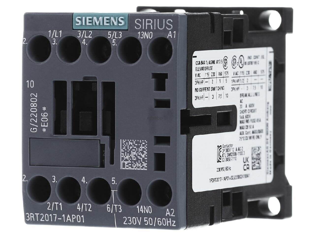 Магнитный контактор Siemens 3RT2017-1AP01 12A 230V AC 0VDC 4011209783980