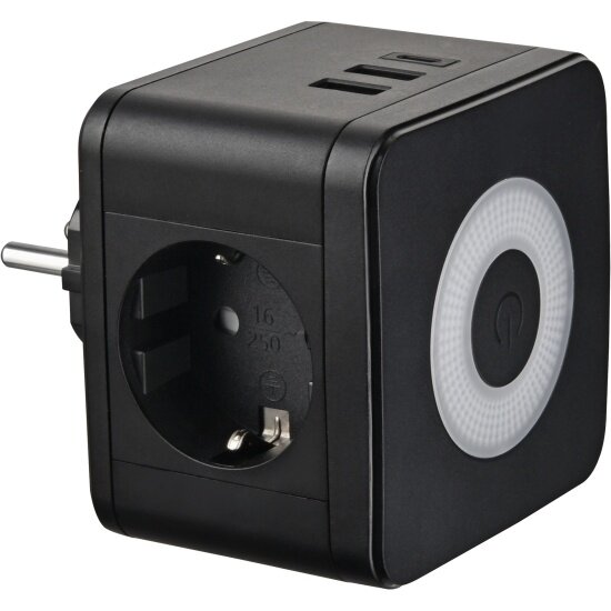 Разветвитель сетевой с выключателем Uniel S-GES2-16SBUC BLACK