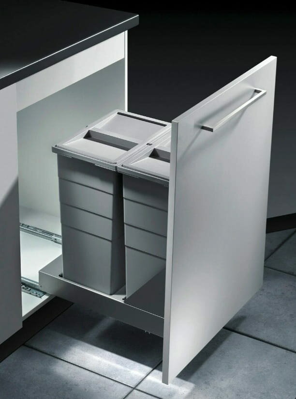 Выдвижная мусорная система Hailo Bottom-Mount 3616401, для шкафа 40 см, объем 58 л (2 х 29 )
