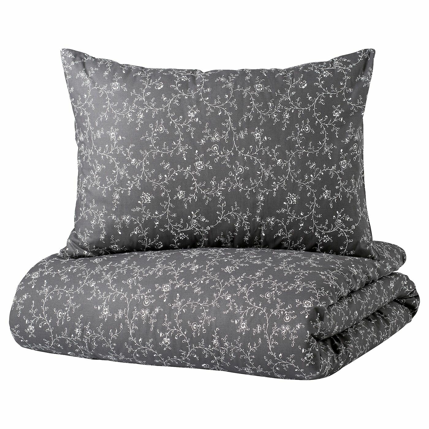 Пододеяльник и 2 наволочки коппарранка икеа (KOPPARRANKA IKEA), 200x200/50x70 см, кпб 2-спальный, черный, белый