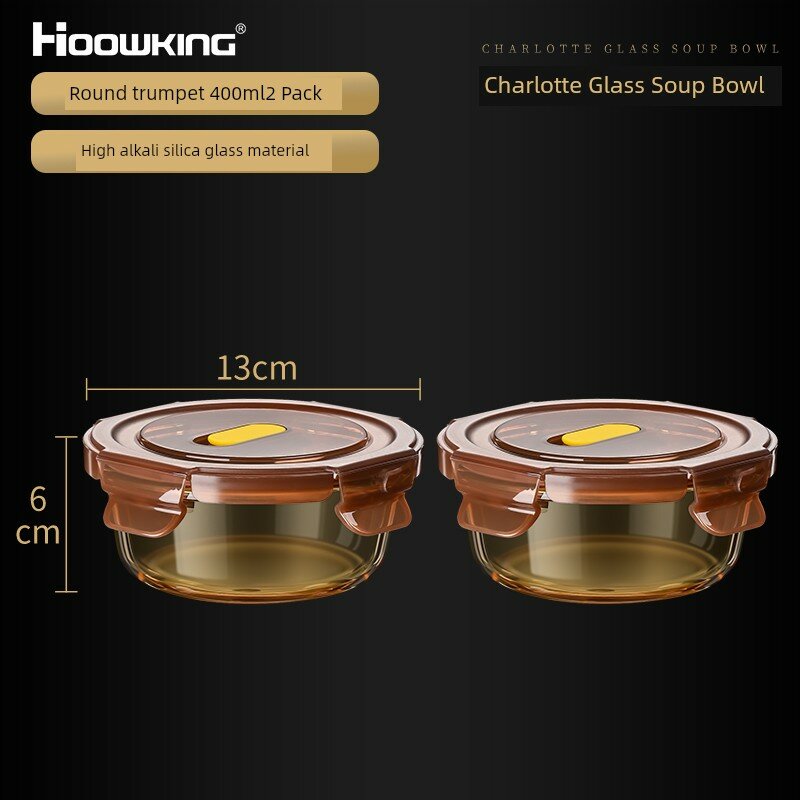 Маленький 400мл двухкомпонентный стеклянный контейнер для супа в морозилке, хранение еды