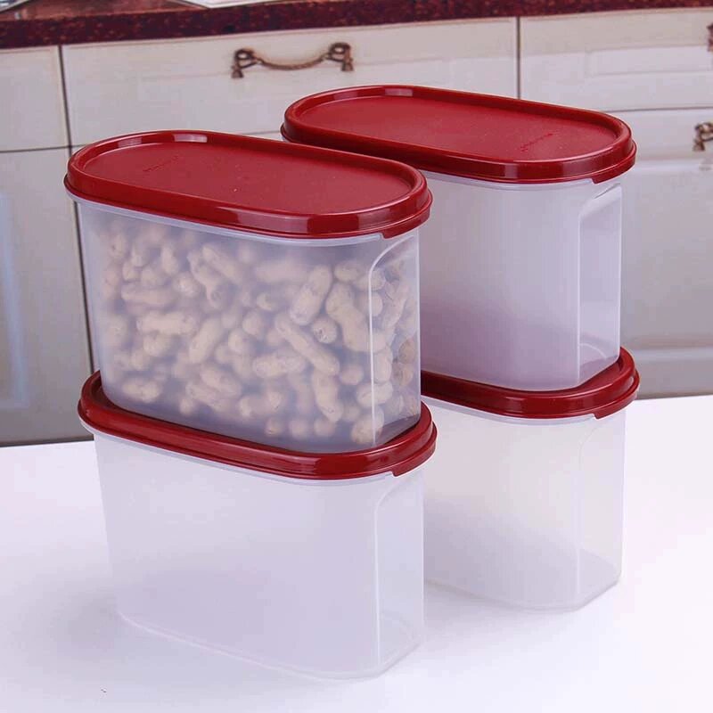 Tupperware Oval Size 2 1.1L набор из 4 герметичных контейнеров для сухих продуктов, закрытых