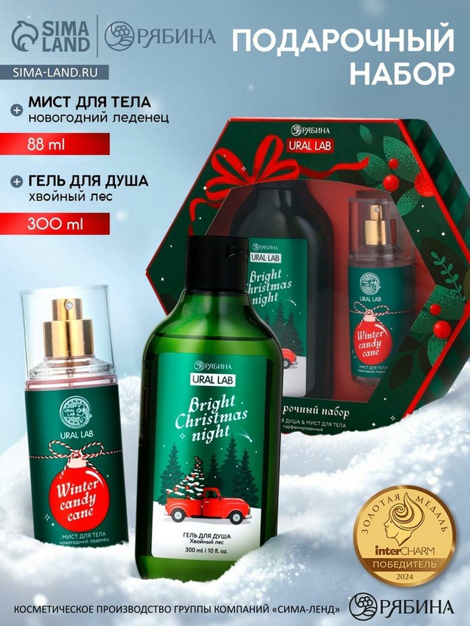 Винтер Мелоди Набор Happy New Year, гель для душа и мист для тела, зелёный 10899735