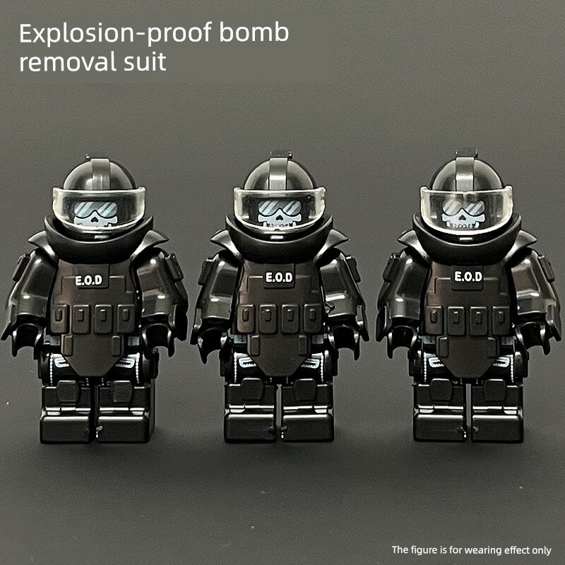 Набор минифигурок LEGO с защитным костюмом от взрыва — черный, 3 тактические фигурки для военно-полицейской