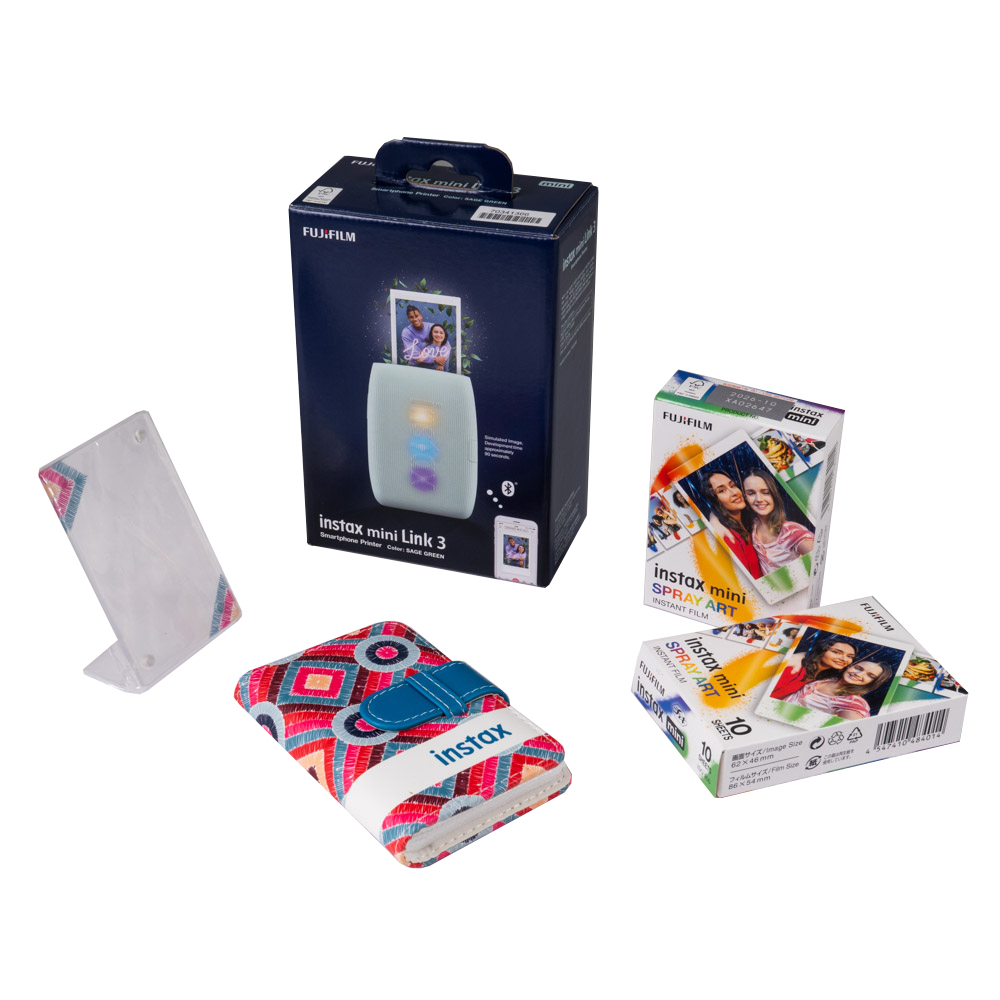 Компактный фотопринтер FUJIFILM Instax Link 3 Gift Box, зеленый
