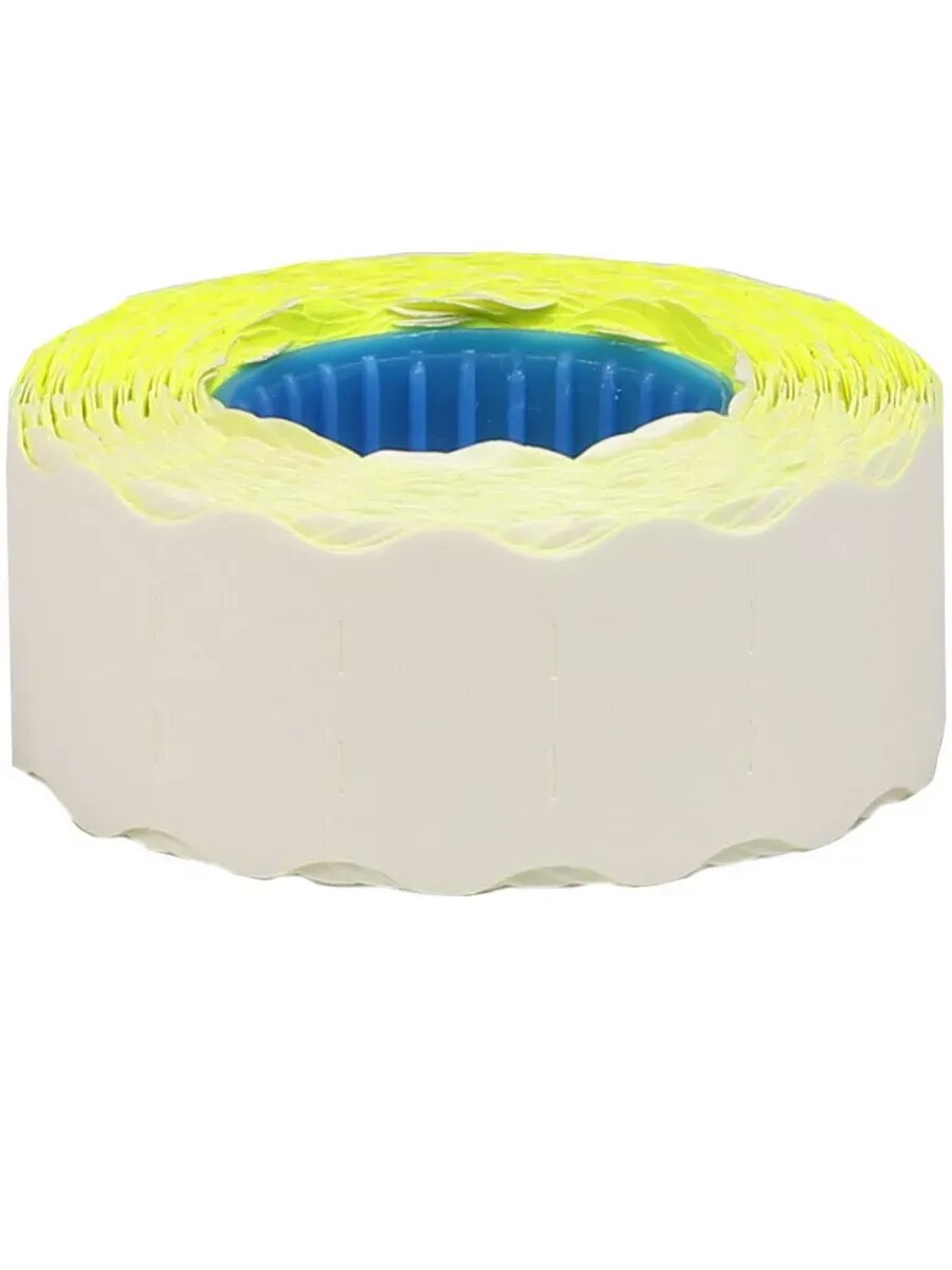 Этикет-лента, 22*12 мм, волна, желтый, 1 рулон.