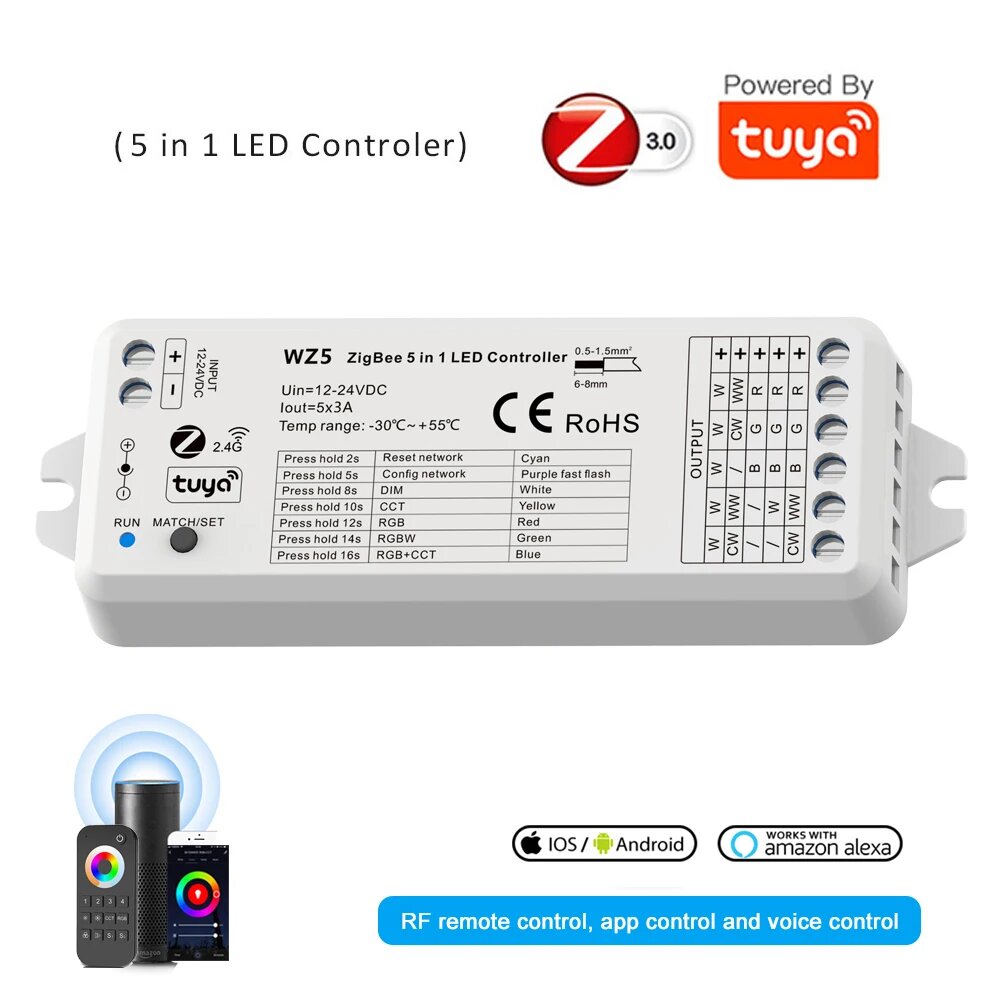ZigBee 5 в 1 LED контроллер WZ5, белый