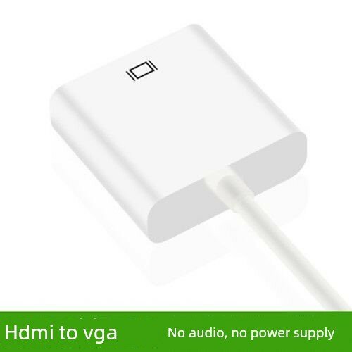 Белый кабель HDMI в VGA адаптер преобразователь без аудио, длина 0.15 м для подключения компьютера телевизора и