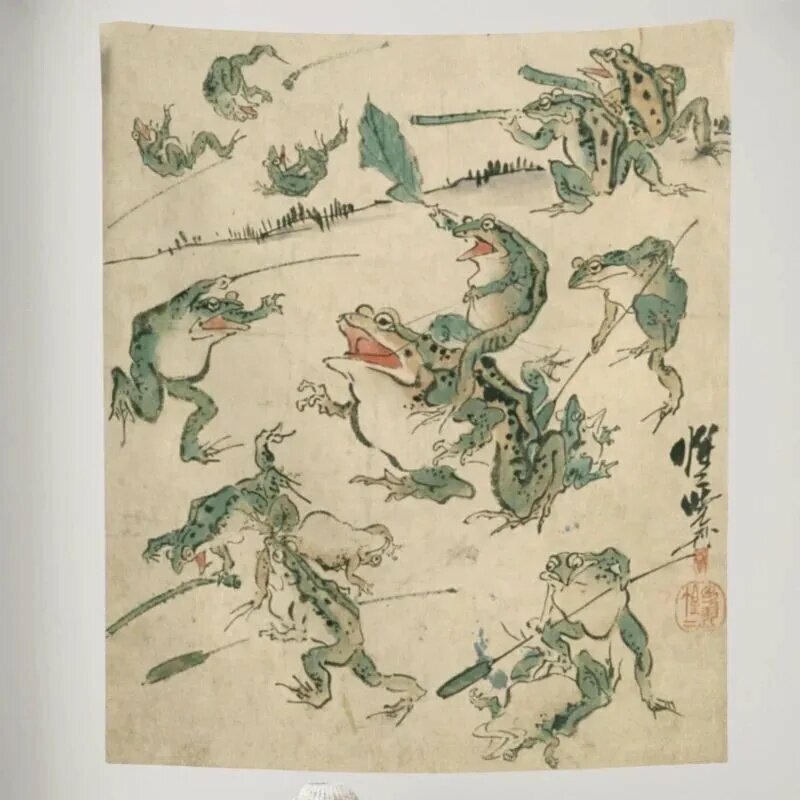 TATB Гобелен "лягушка винтажное японское искусство Япония", 75х100 см, 11x11