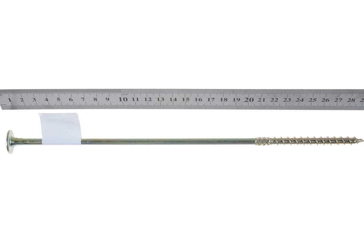 Конструкционный шуруп европартнер прессшайба TORX 40 с острым наконечником из стали для дерева длиной 300 мм желтого цвета