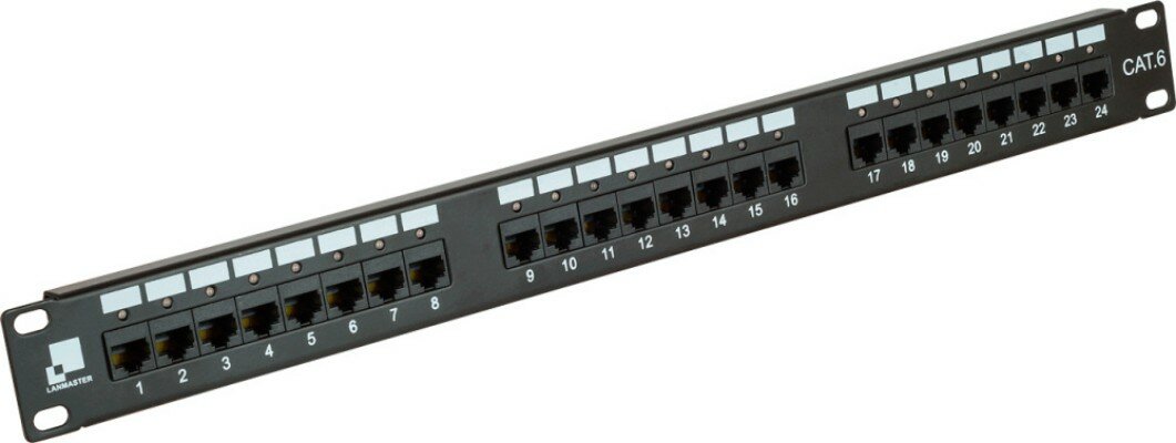 Патч-панель Lanmaster 19", 1U, порты 24хRJ45, категория 6, UTP (LAN-PPI24U6)