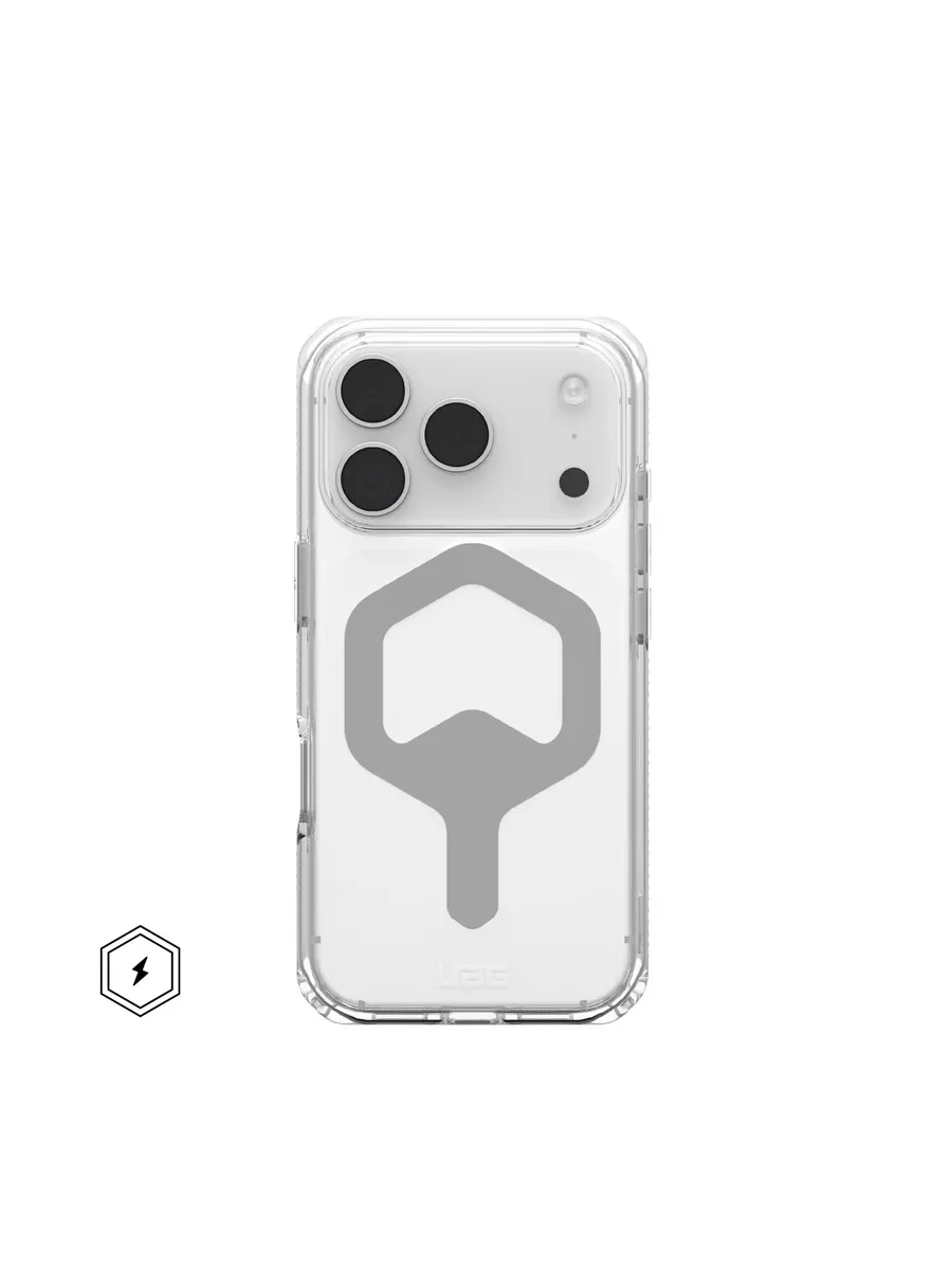 Чехол Uag Plyo для iPhone 17 Pro 6.3", цвет прозрачный/серебро (Ice/Silver) 114529114333