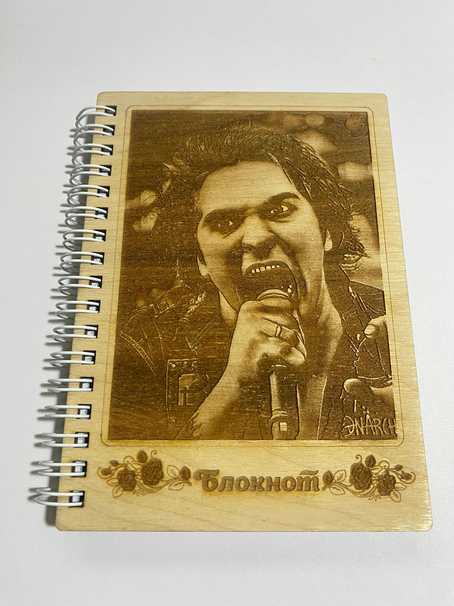 Блокнот "Деревянный с гравировкой", A6, в клетку, твердая обложка, 138 г