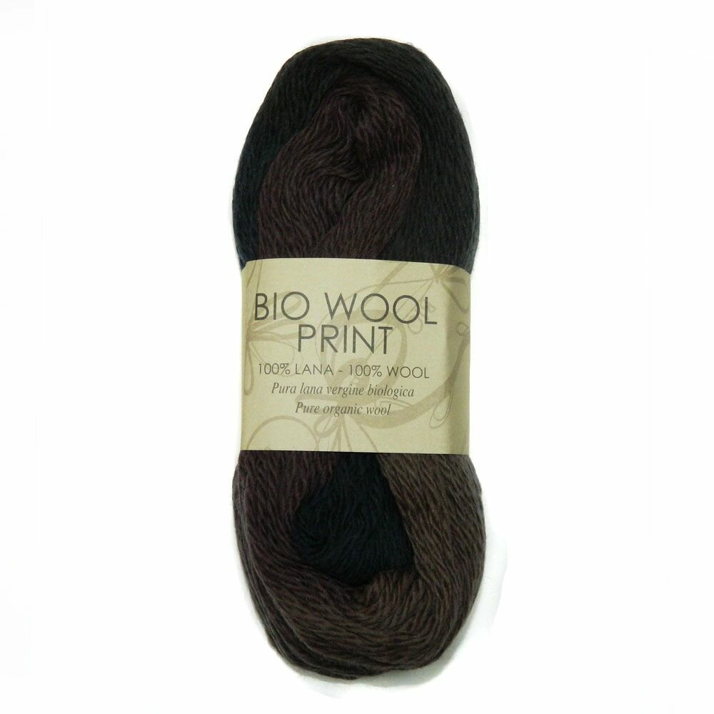 Пряжа Sesia Bio Wool Print 5507 (5 мотков по 50г/170м) чёрный/серо-коричневый/мокко