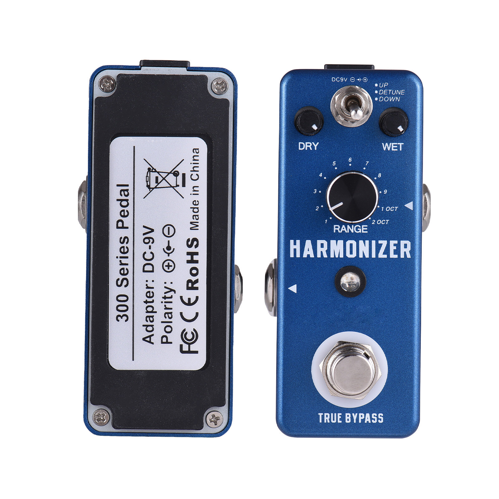 Педаль эффектов Rowin для гитары Гармонизатор Педаль для гитары Harmony/Pitch Shift/Detune 3 режима Педаль эффектов для гитары и ручки управления RANGE/WET/DRY с True Bypass DC 9V 6,35 мм Интерфейс вв