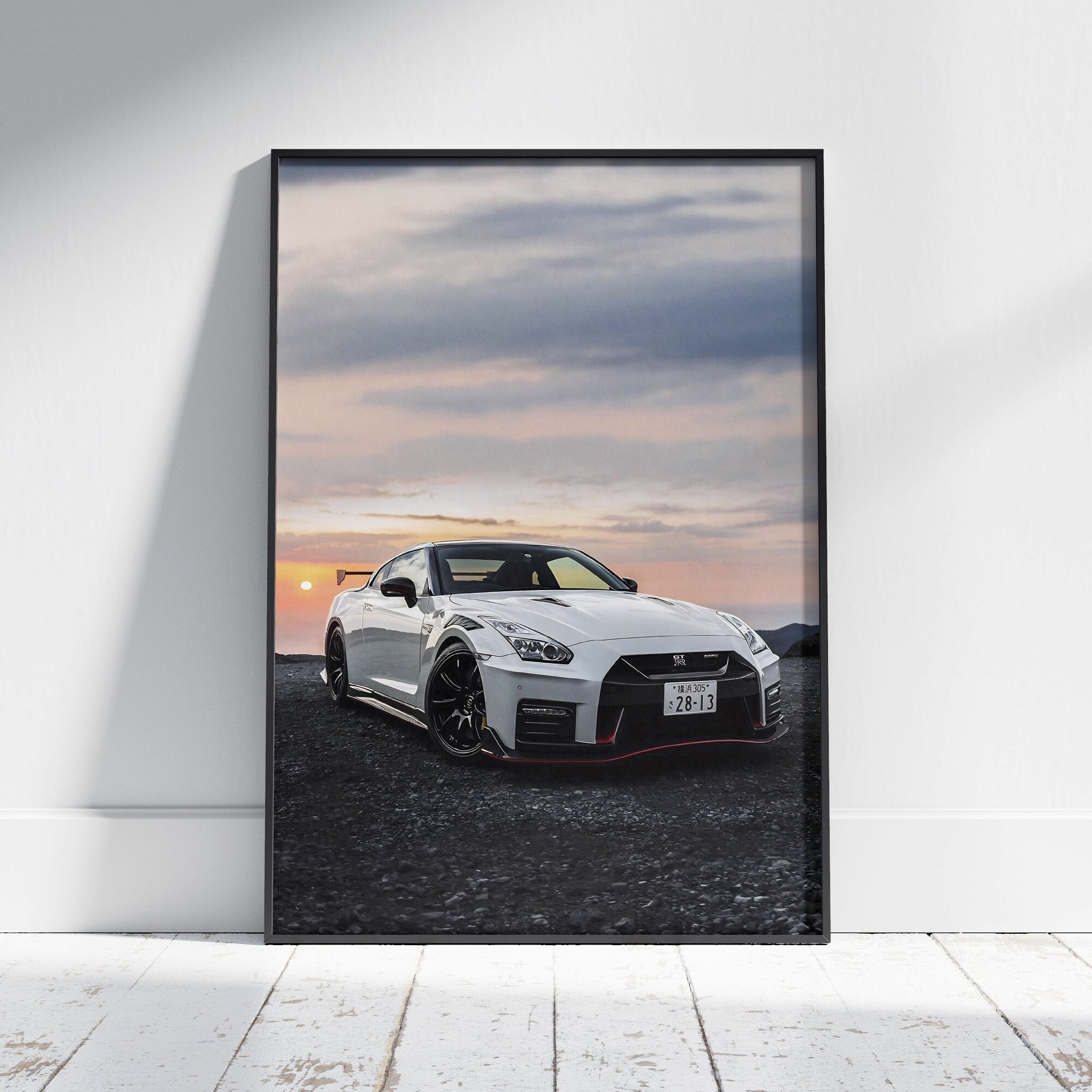 Плакат на стену для интерьера Спорткар (Nissan GT R Nismo 17) - Постер по спортивным гоночным машинам автомобилям формата А3 (30x42 см)