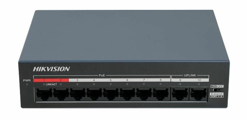Коммутатор HIKVISION POE DS-XS0110-P 8x POE + 2x UPLINK 10/100 Мбит/с