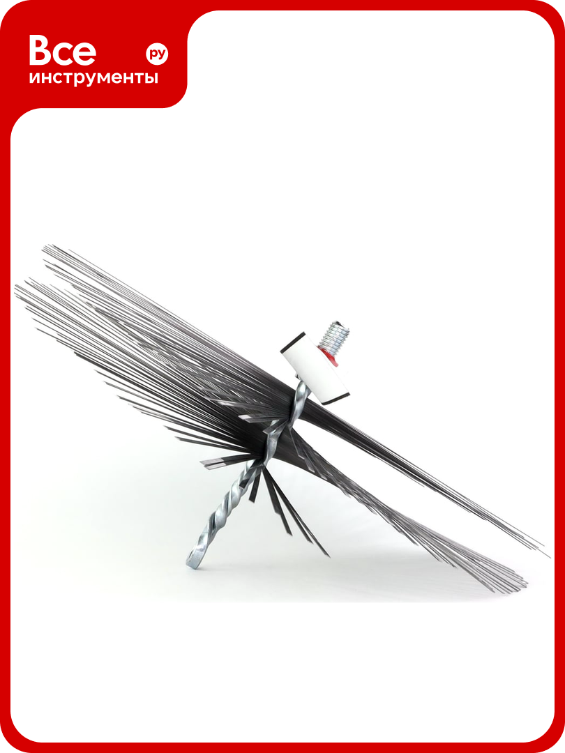 Щетка-ерш для очистки котлов, теплообменников, дымоходов, труб, отверстий SIT д300x60x140, плоская сталь 3,00x0,40, М12 1856