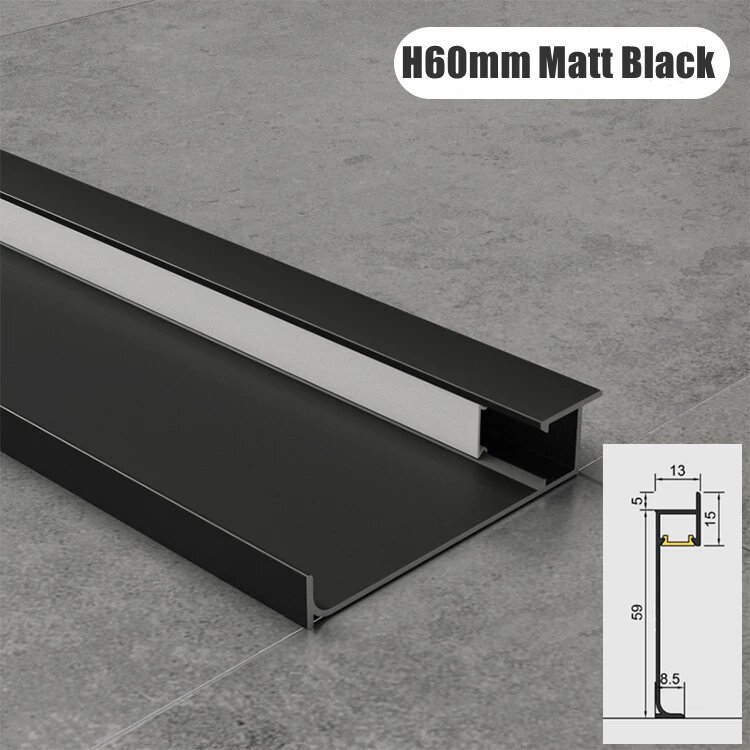Встроенный светодиодный плинтус алюминиевого профиля H40/60/80 мм, полосный свет полового плинтуса, металлический плинтус для стен, угловой линейный свет