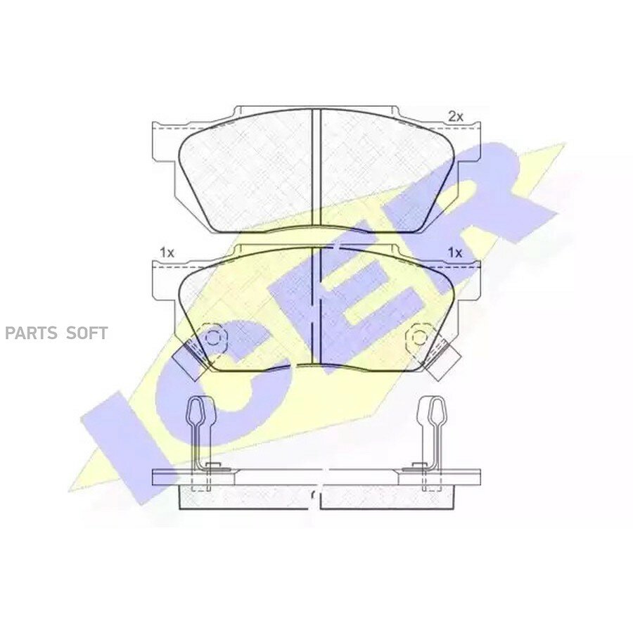 Колодки тормозные дисковые ICER 180494 передн, H DA: CIVIC 1.3-1.6 87-91, 1.3 16V 91-95