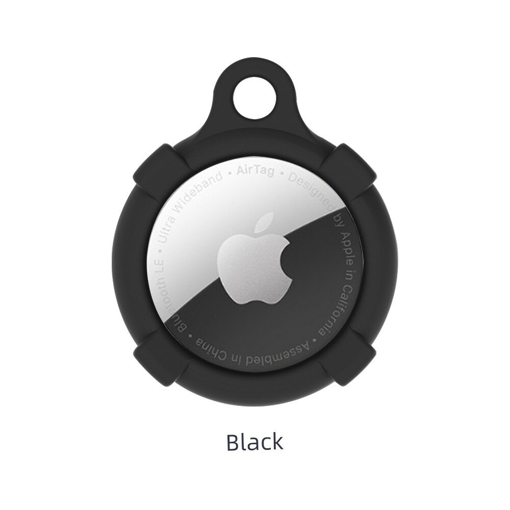 Силиконовый чехол для Apple AirTag 1/2 в черном мягком однотонном дизайне