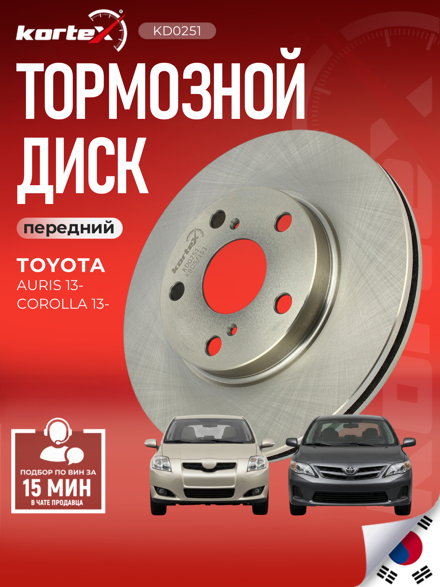 Тормозной диск передний вентилируемый Toyota Тойота AURIS Аурис, Corolla Королла ST4351202330, PBD1021