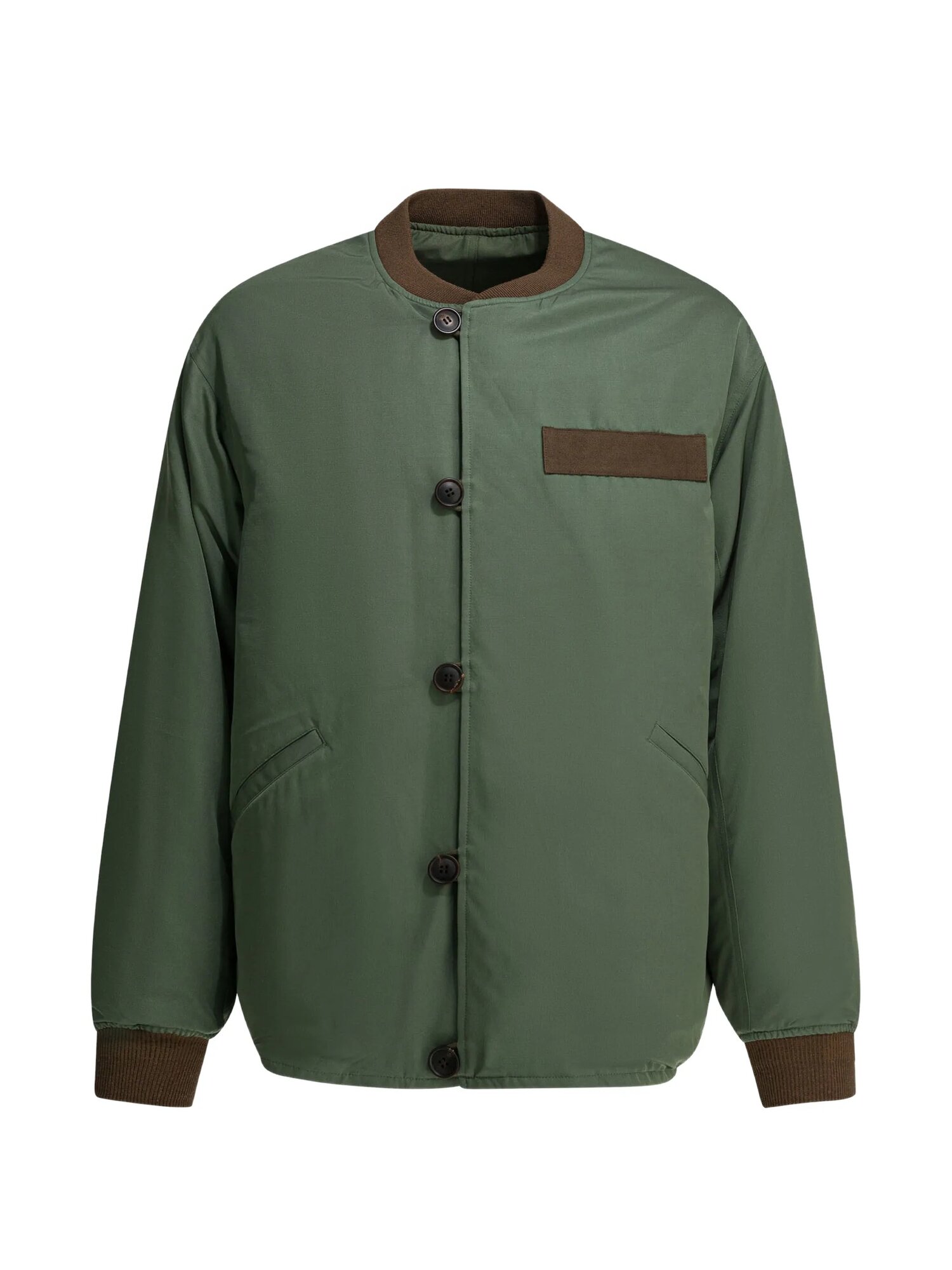 Бомбер Contrast-trim button-up bomber jacket