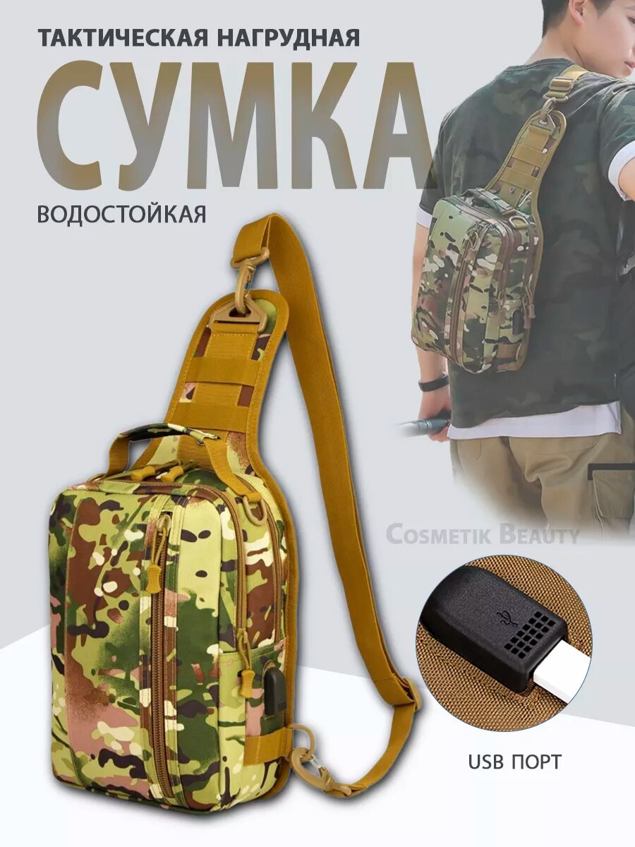 Рюкзак с USB-портом сумка на плечо нагрудная