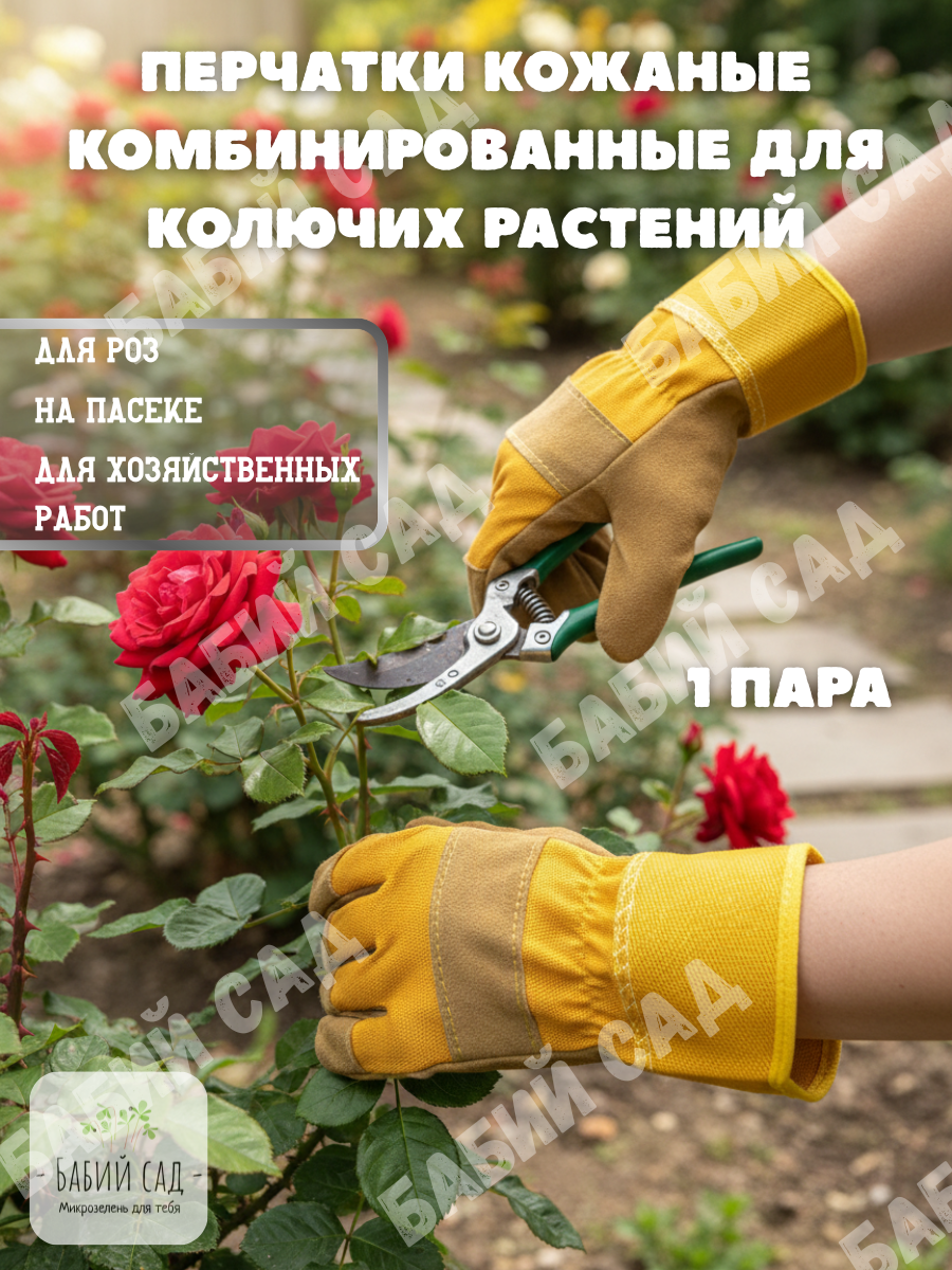 Садовые кожаные перчатки для роз и колючих растений спилковые