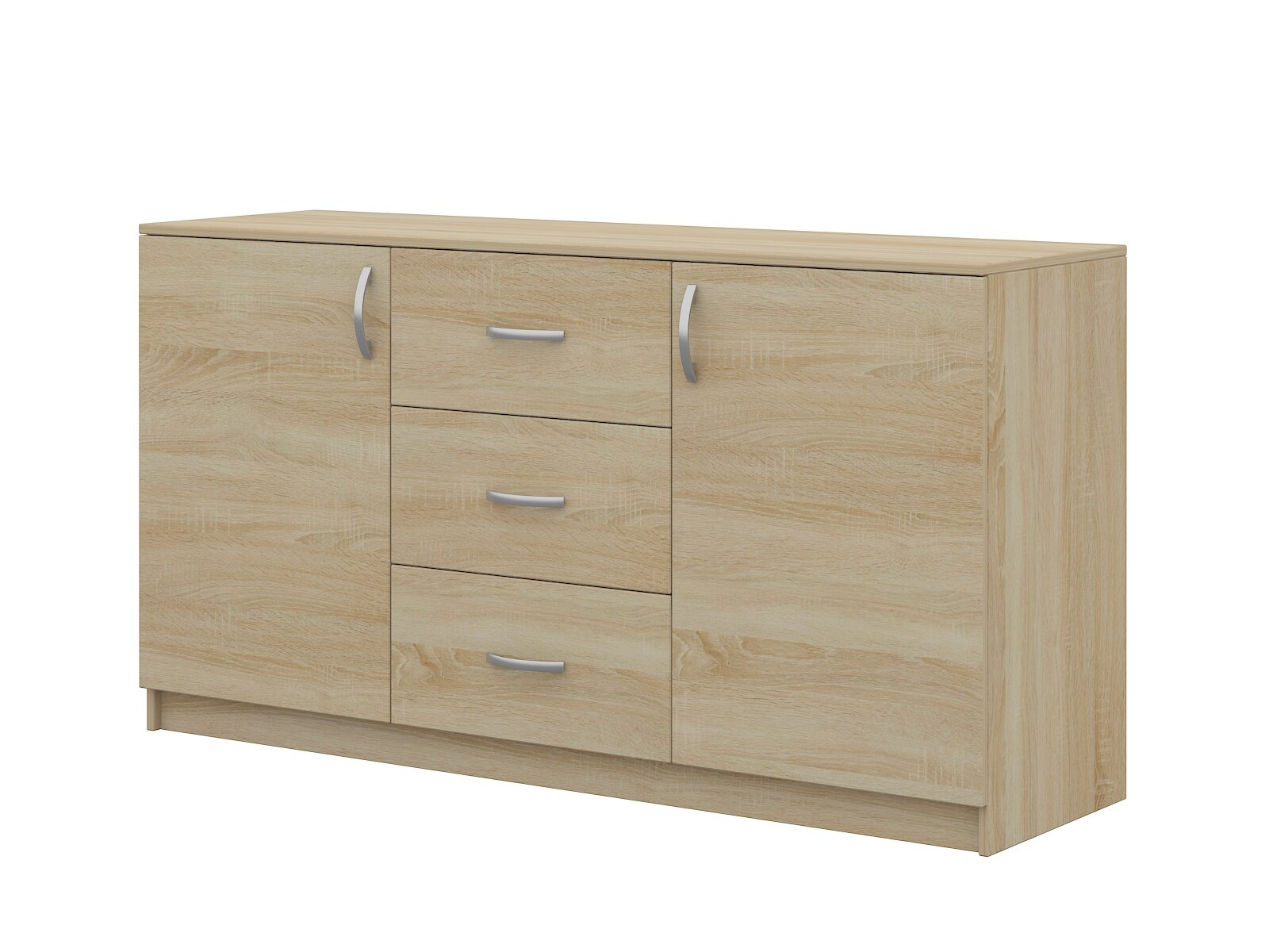 Комод "колизей" КД-1/5 дуб сонома, (ШхГхВ) (1400х430х850)мм, шариковые направляющие, 3 ящика, 2 дверки, 2 полки