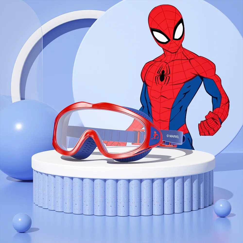 Плавательные очки Spider-Man с сине-красным узором для маленьких детей, антизапотевание и водонепроницаемость