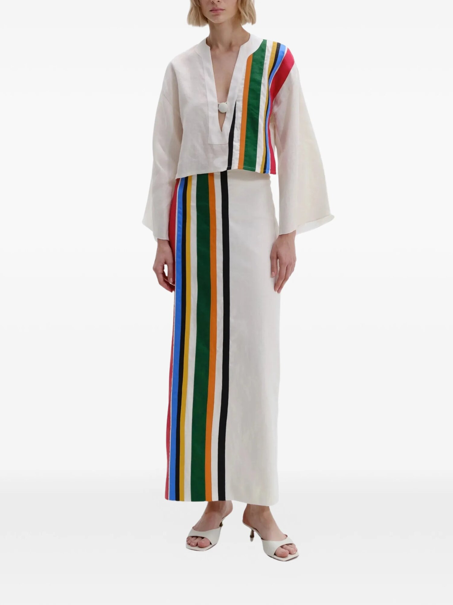 Топ Cala de la Cruz Striped kimono-sleeve top, размер 46, разноцветный — фото 1