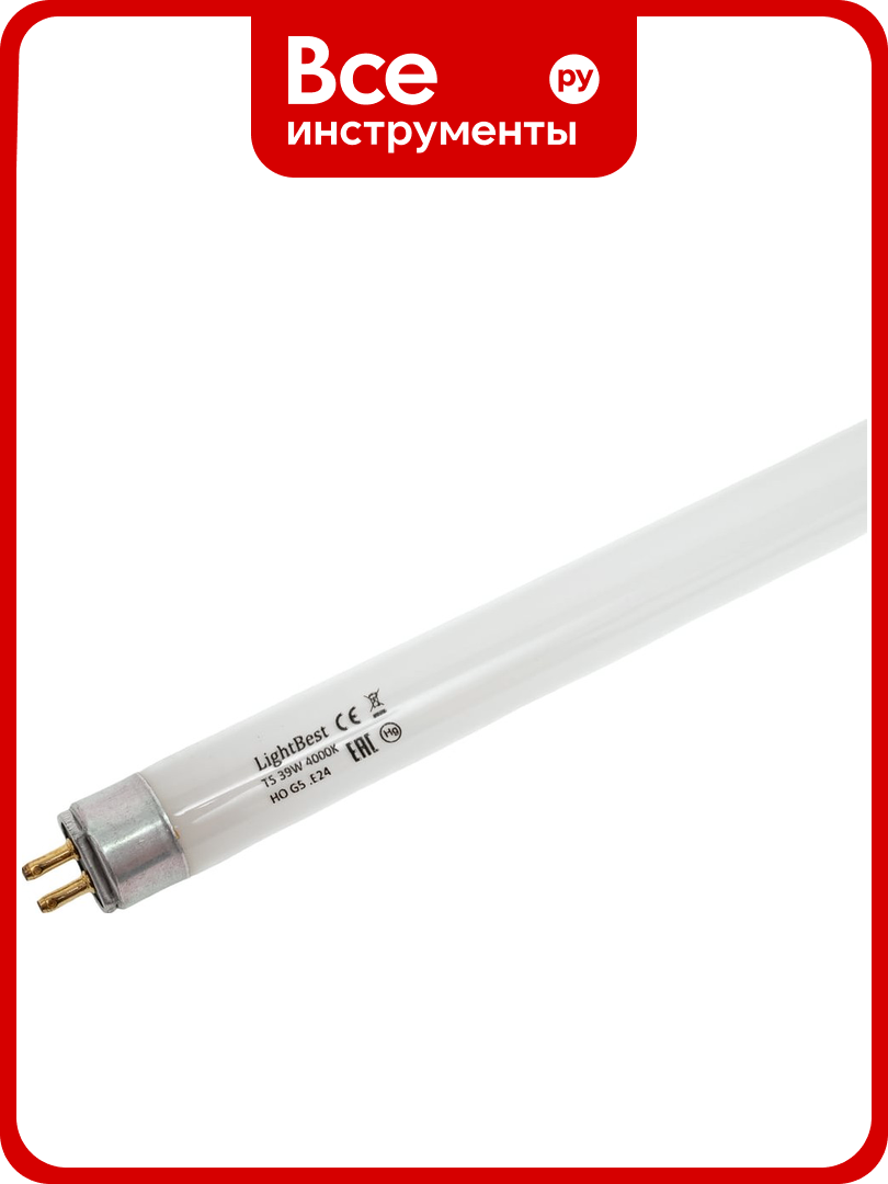 Люминесцентная лампа LightBest LBL T5 39 Вт, 4000K, G5, 3100 лм, срок службы 24000 ч, трубчатая форма, естественный белы