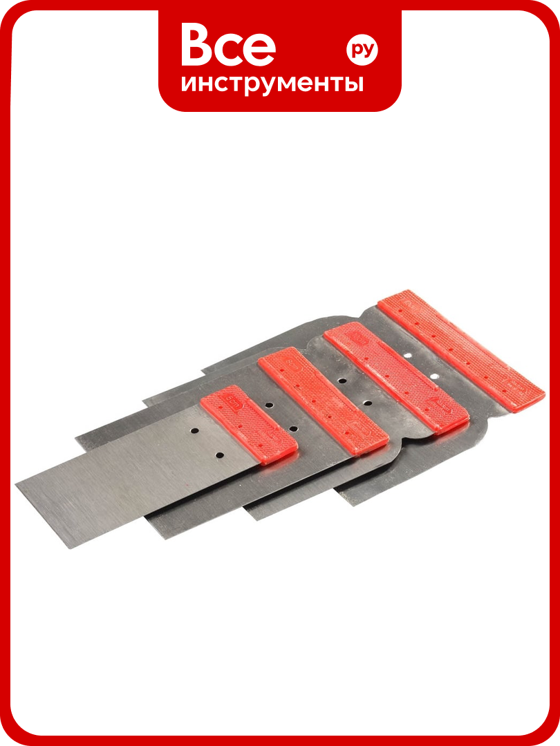 Набор стальных поверхностных шпателей STAYER с пластиковой рукоятью, без зубцов, комплект шпателей разной ширины