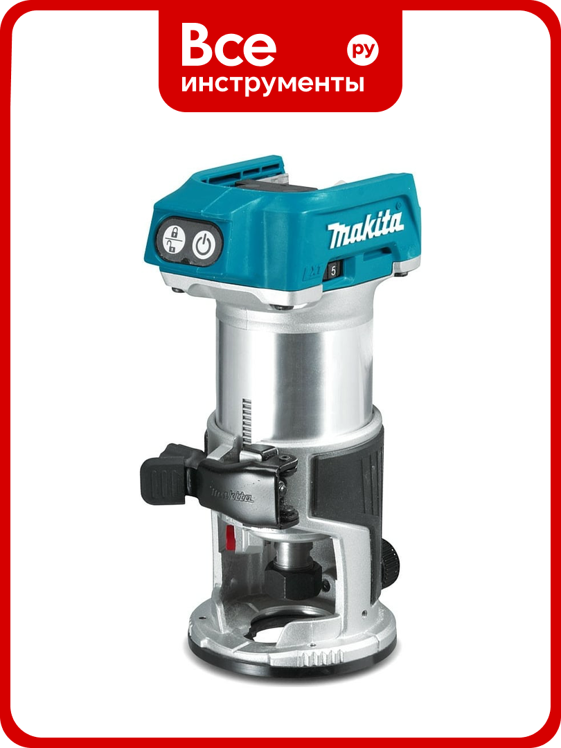 Фрезер Makita LXT DRT50Z, бесщеточный двигатель, плавный пуск, регулируемая скорость и подсветка зоны обработки