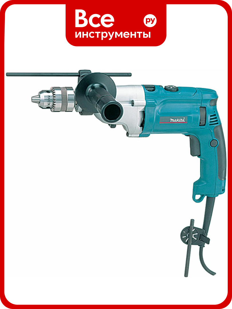 Двухскоростная ударная дрель Makita HP 2070 F с подсветкой, реверсом и оборотами для профессионального применения