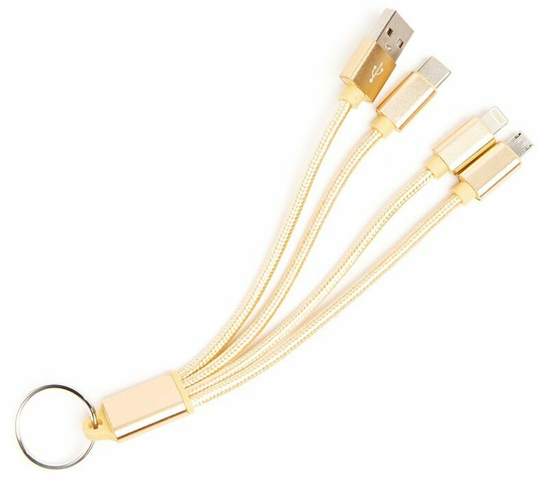 Шнур USB A 2.0-USB Type-C, USB B micro золотой 0,2м Атом