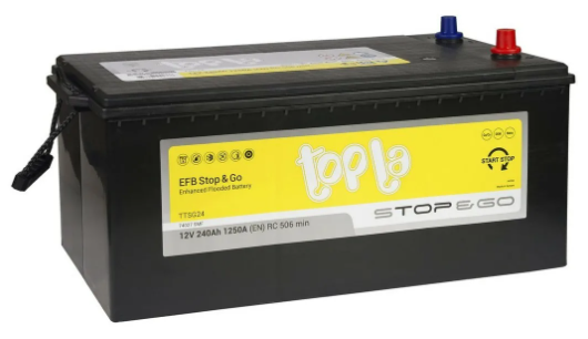 Аккумулятор TOPLA EFB Stop&Go 240.1 Ah+L 1250А 454612 TSG24 74027 ПП (518x276x242) D6 518x276x242