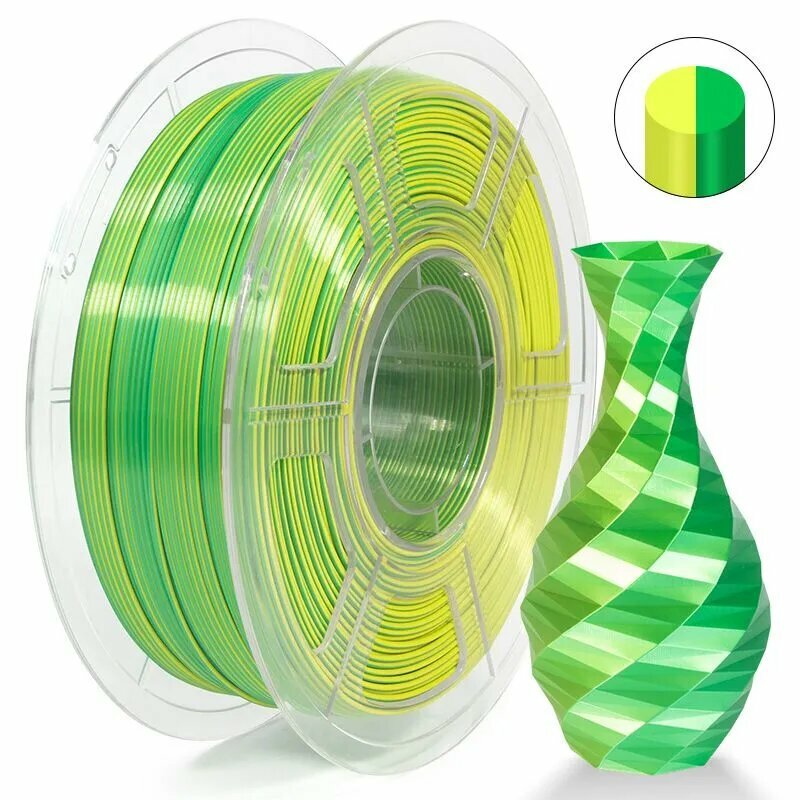IEMAI Пластик для 3D принтера Silk PLA Dual Color, Двухцветный (Золотой и Зеленый), 1.75 мм, 1 кг