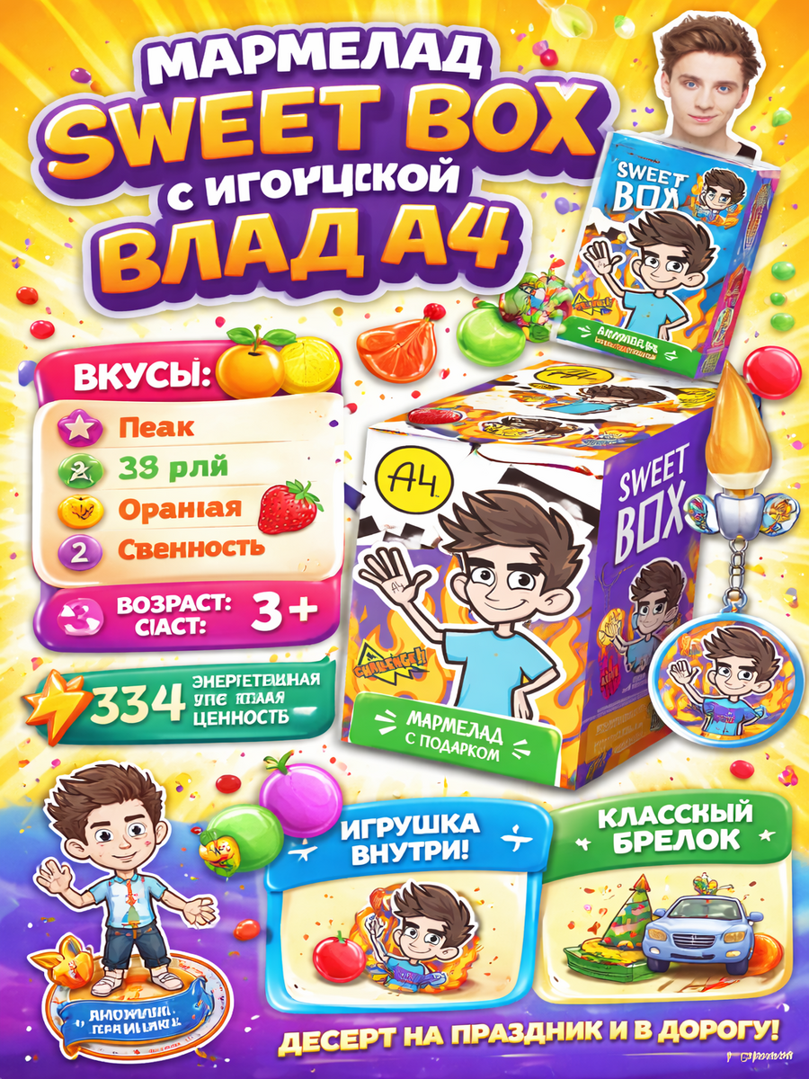 Мармелад жевательный Sweet Box с игрушкой Влад А4, 10г