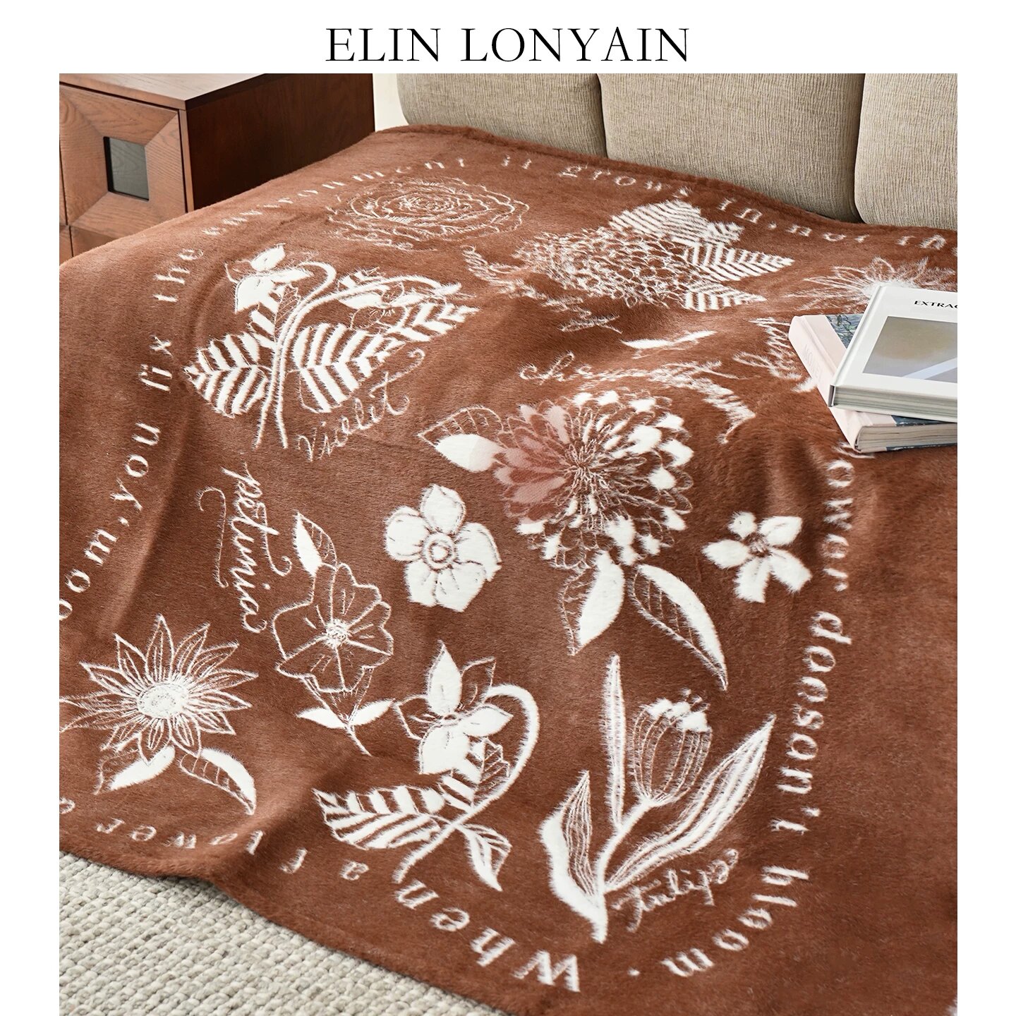 Плед Longyan Home Furnishings в стиле Ваби-Саби, бежевый, с узором Фэр-Айл, из полуплюша, для кровати, покрывало, шаль,