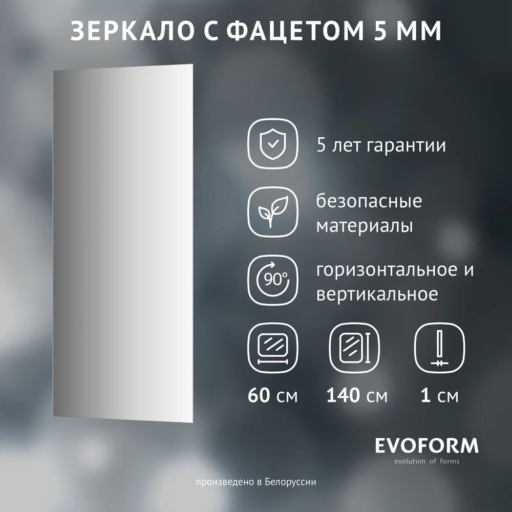 Зеркало Evoform Standard BY 0248 60х140 60 см, зеркало настенное в ванную
