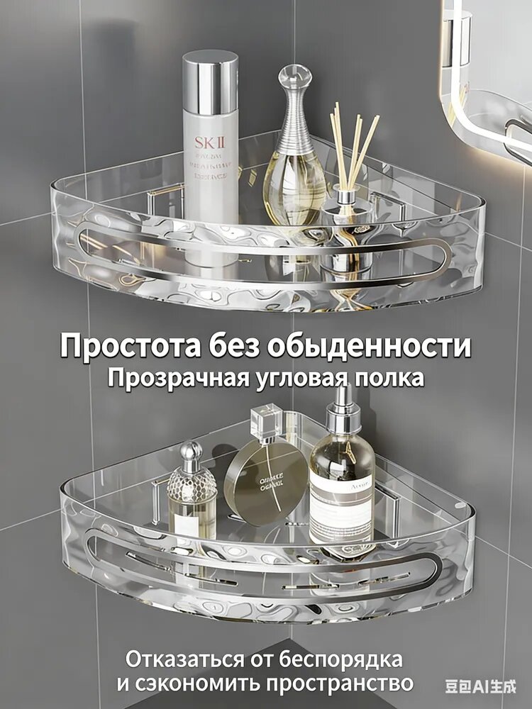 Полка для ванной Настенная Угловая, 29.46х21.36х5.83 см, 1 шт.