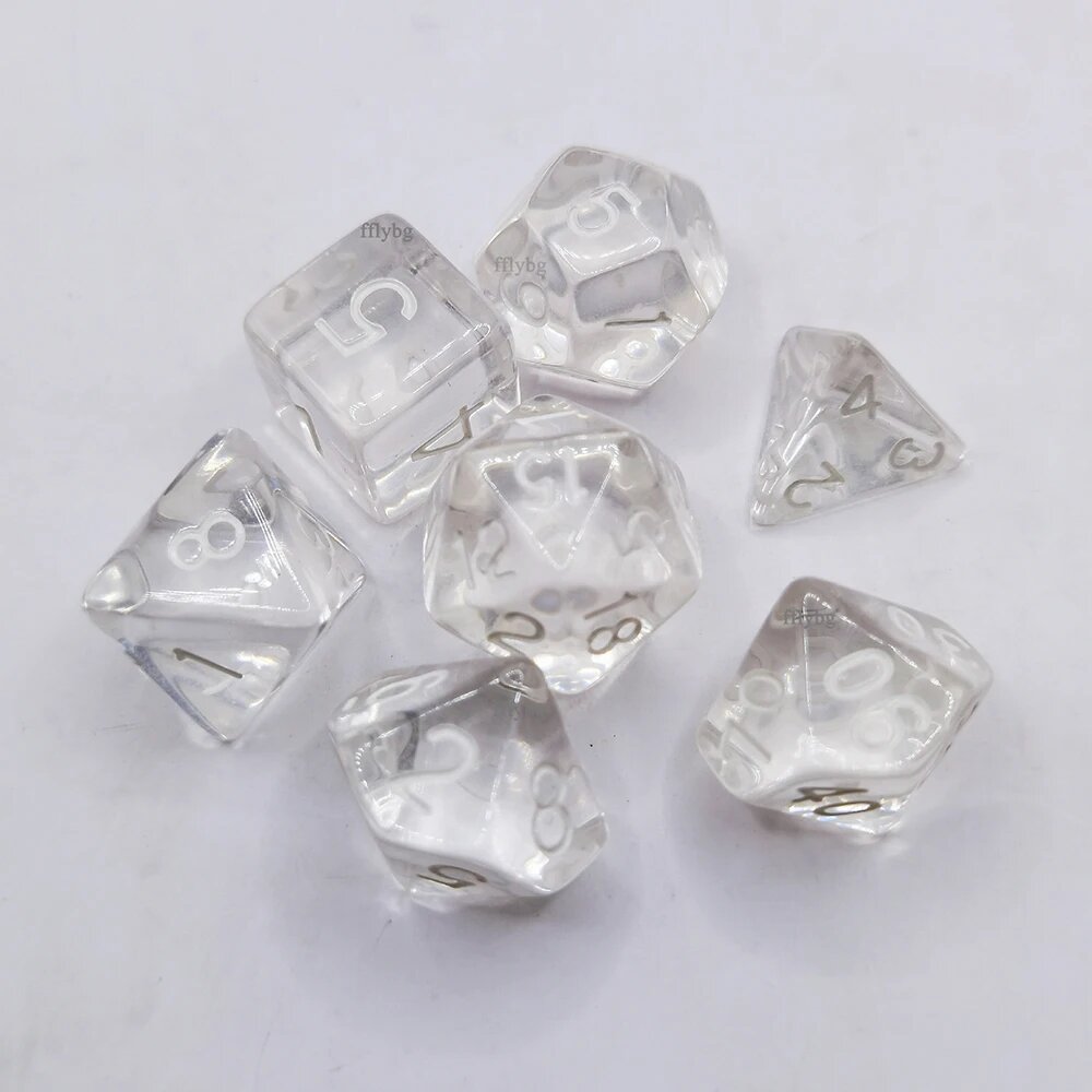 Прозрачные игровые кости 7 шт. White