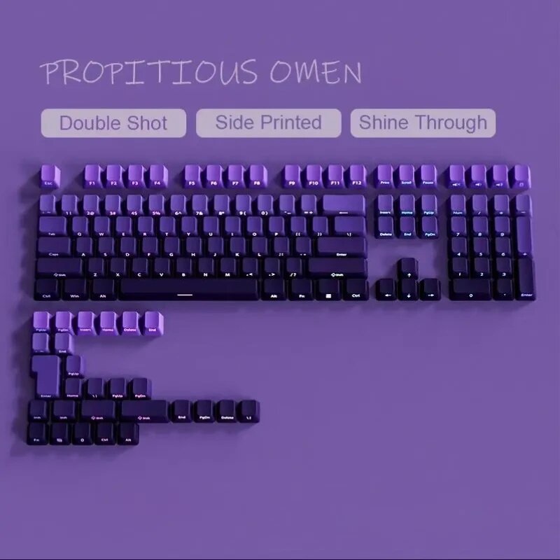 Черные Кейкапы PBT Double Shot OEM 75% для механической клавиатуры Фиолетовый, Violet(opp)