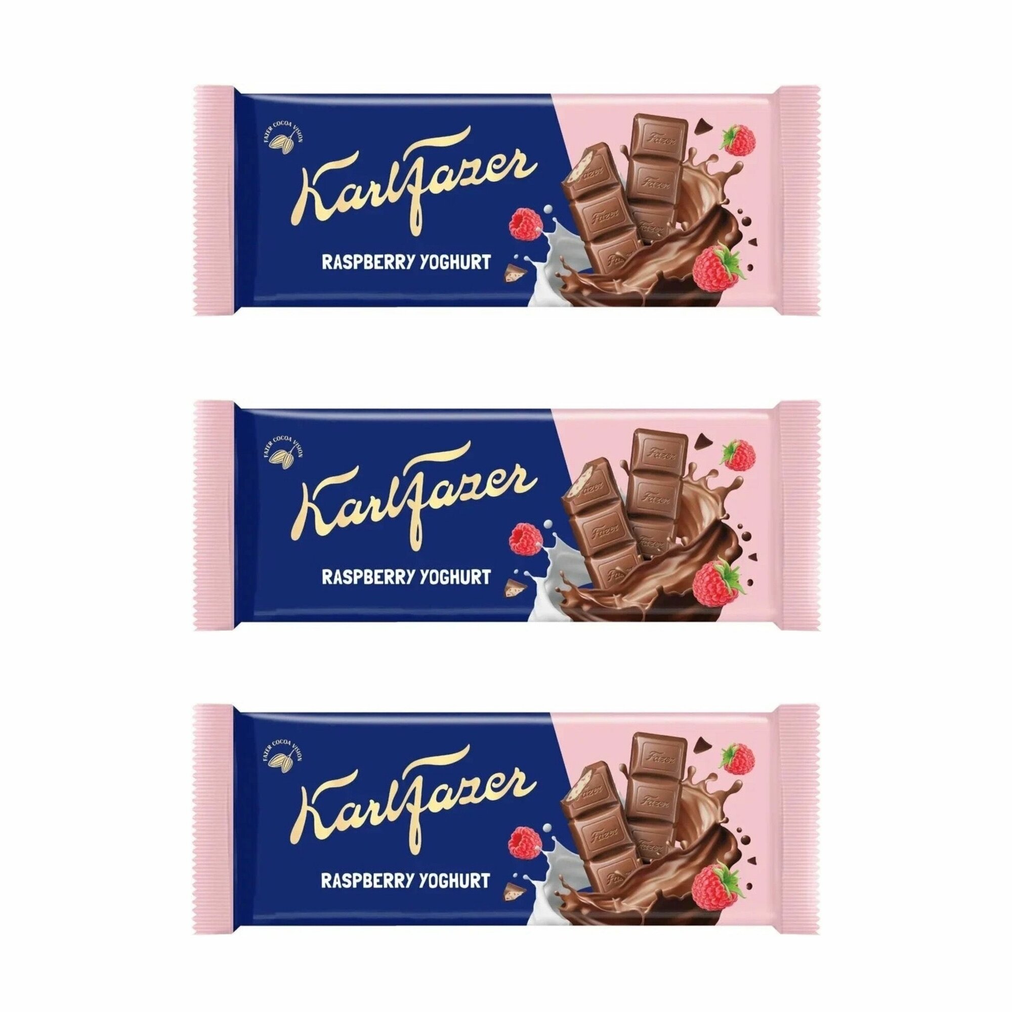 Молочный шоколад малиновый йогурт Fazer, 3шт по 100г