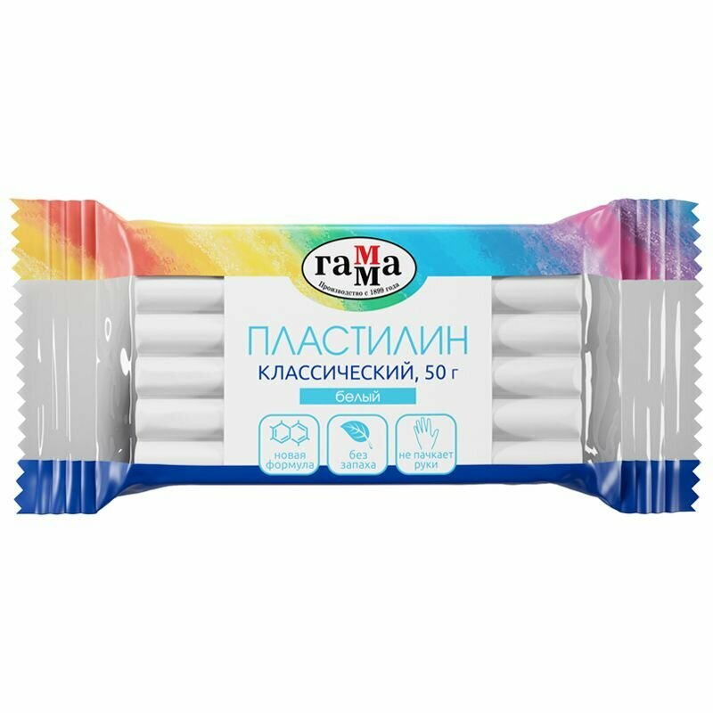 40 шт. Пластилин Гамма "Классический", белый, 50г