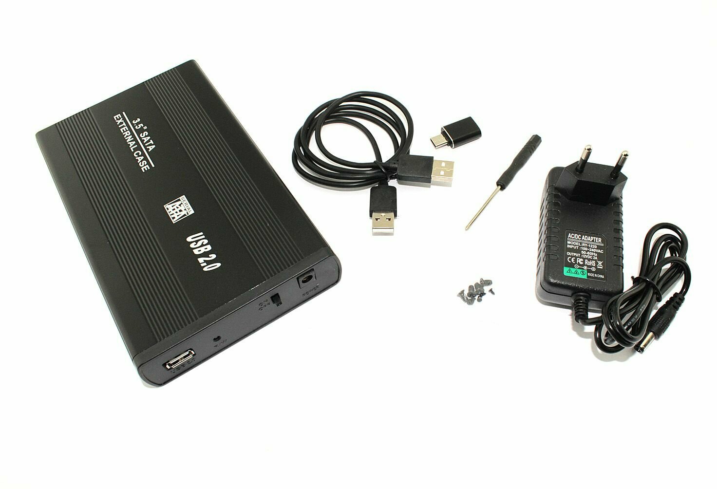 Бокс для жесткого диска 3,5" SATA алюминиевый USB 2.0 черный